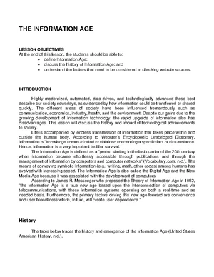 Timeline of the Information Age: Key Milestones and Developments - Studocu