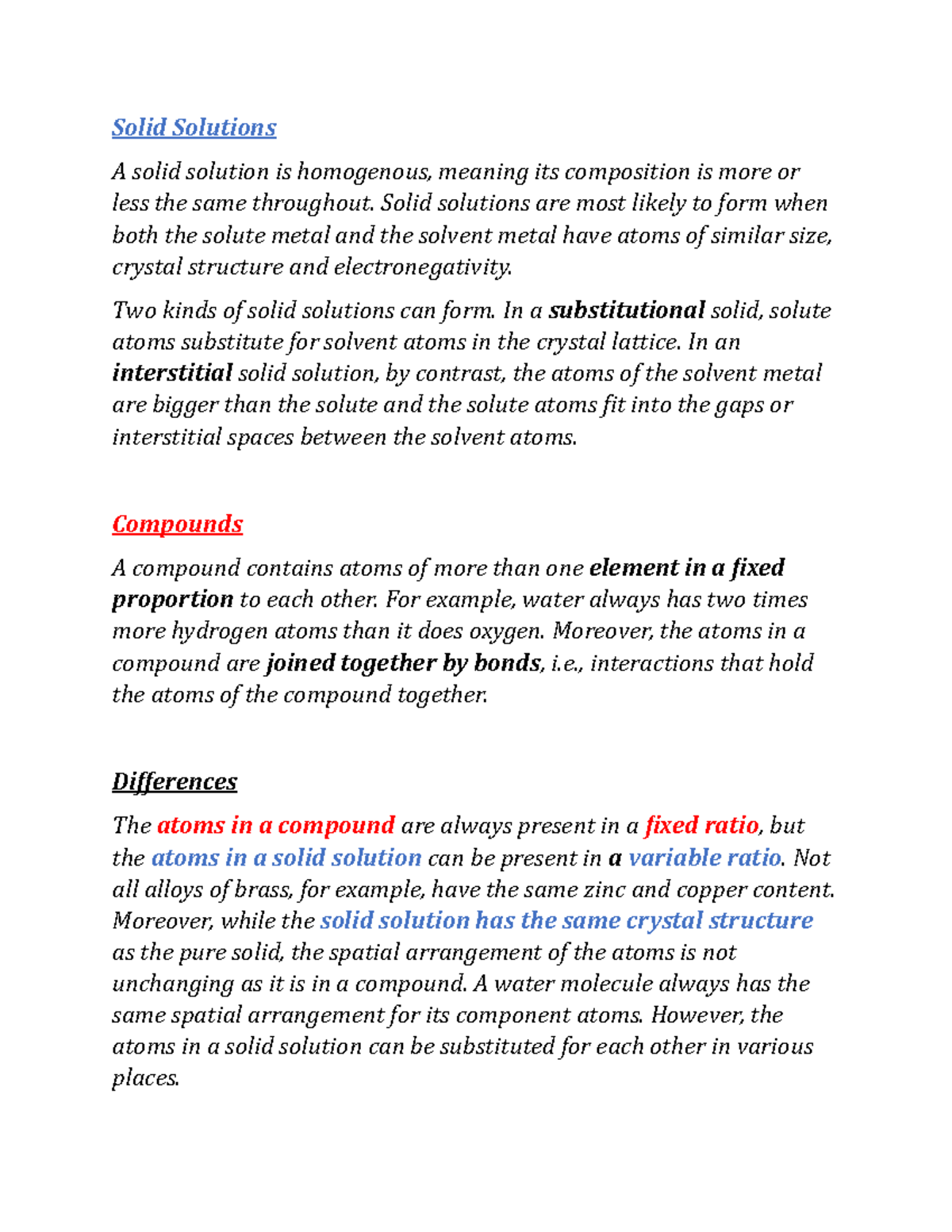 Diff Solid solution vs Compound - Solid Solutions A solid solution is ...