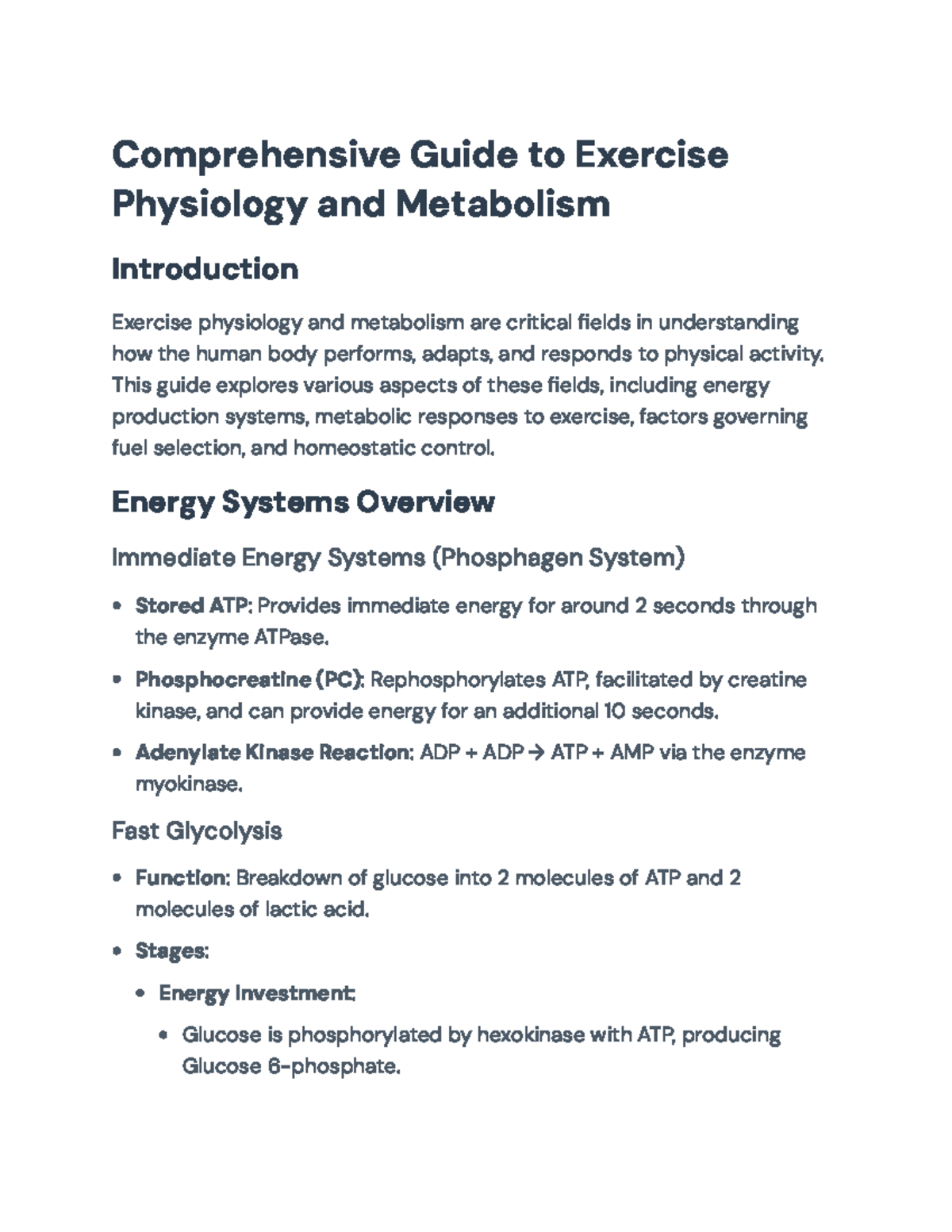 Comprehensive Guide to Exercise Physiology and Metabolism (Course Code ...