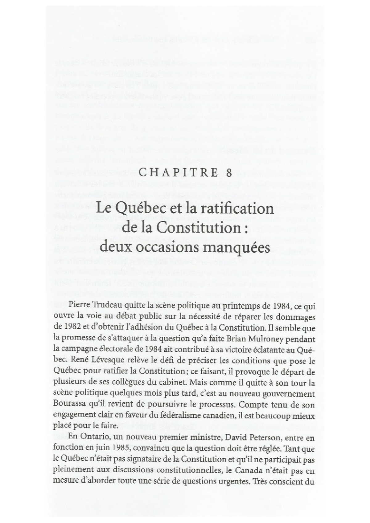 CHAPITRE 8 - Le Québec et la Ratification de la Constitution: Échecs et ...