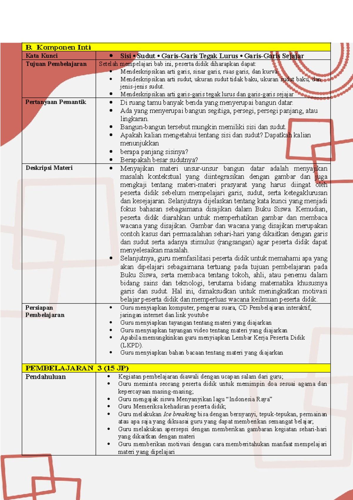 Modul Geometri: Bangun Ruang SD - Pembelajaran Sisi dan Sudut - Studocu