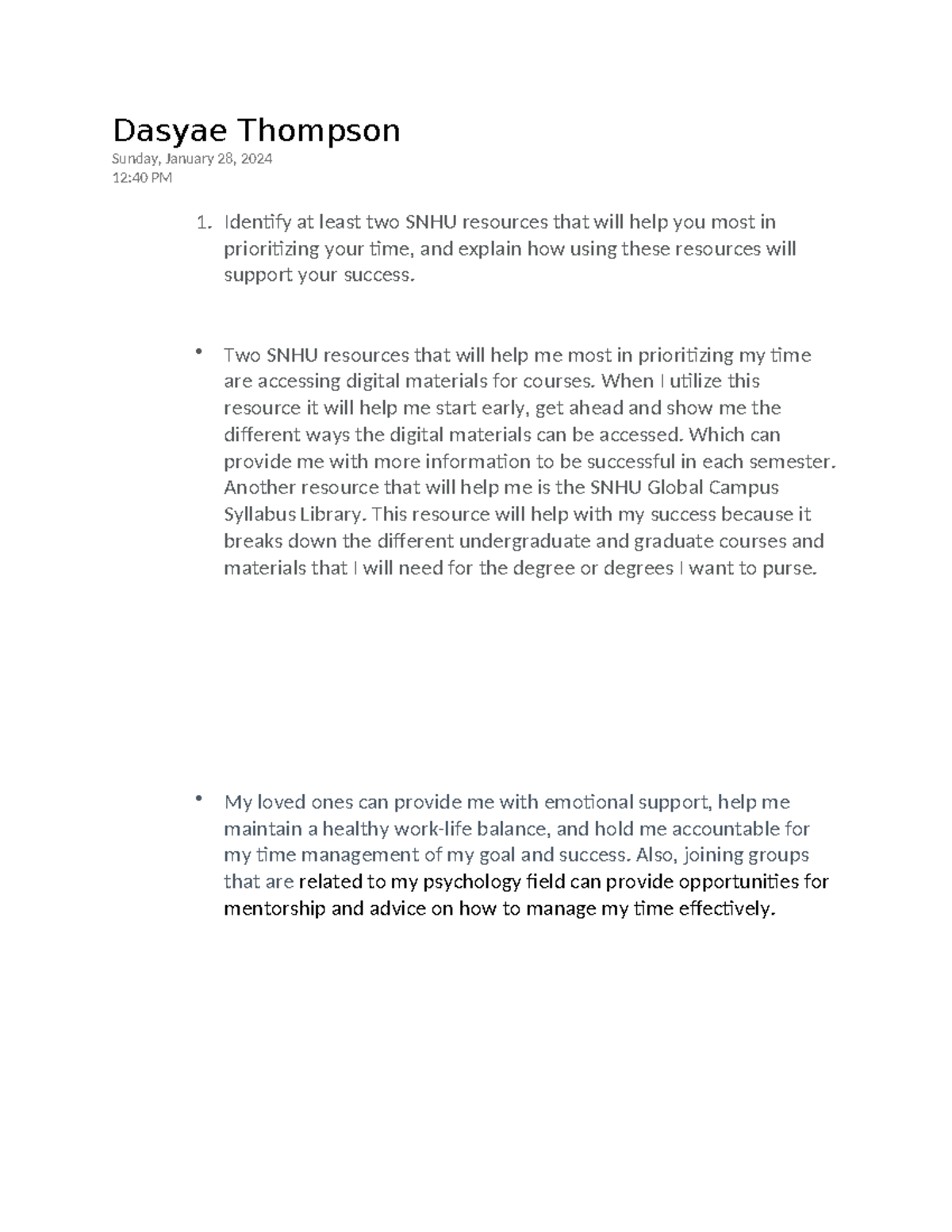 SNHU Time Management Resources & Social Supports for Success - Studocu