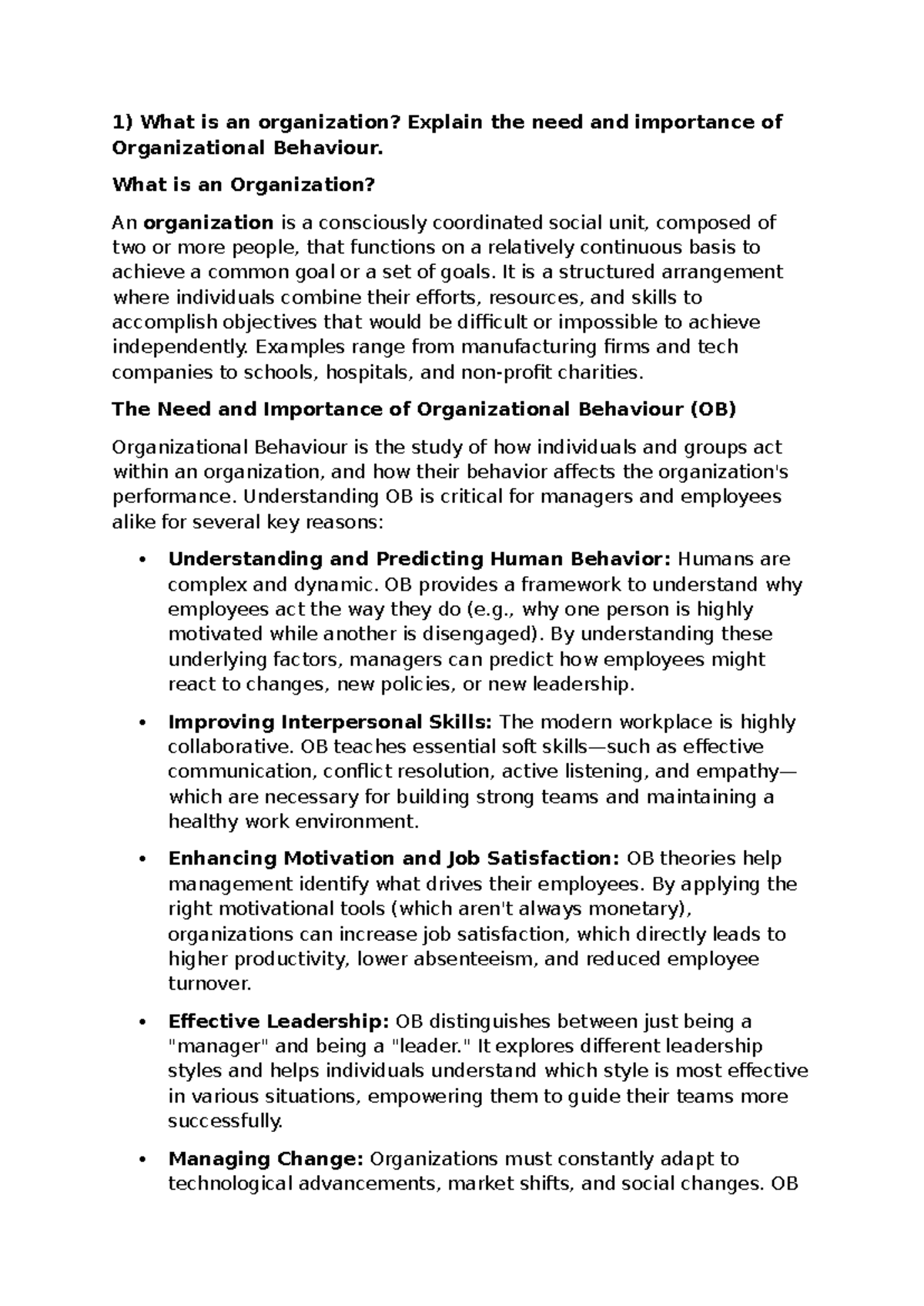 Organizational Behavior (OB) Assignment: Understanding Organizations ...