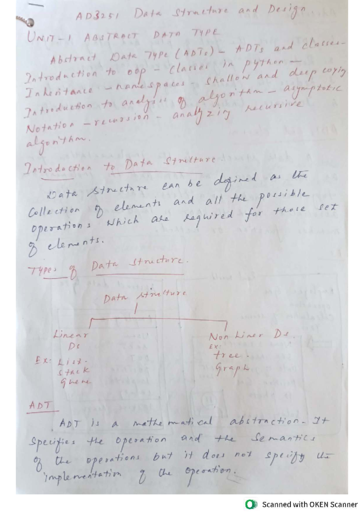 AD3251 Data Structures & Design: Unit I to V Notes - Studocu