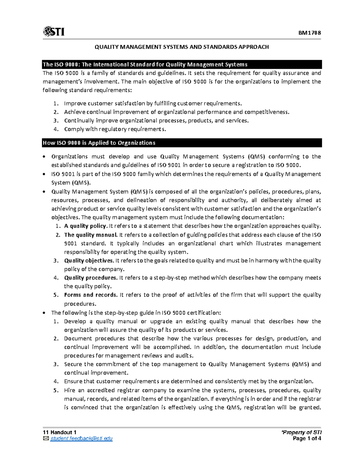11 Handout 1 - 11 Handout 1 *Property of STI QUALITY MANAGEMENT SYSTEMS ...