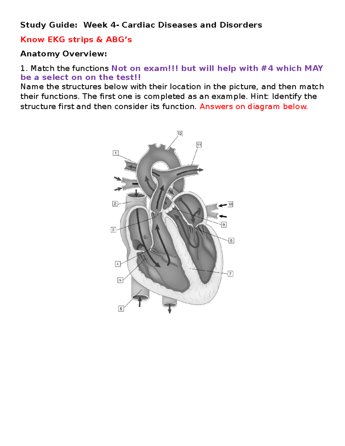 MS 1 Week 4- Cardiovascular Study Guide-1 - Study Guide: Week 4 ...
