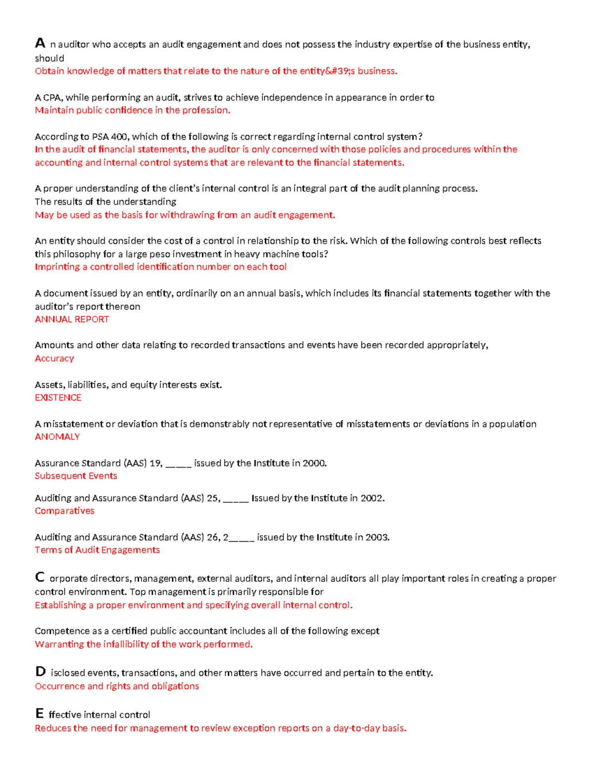 1. ACTG6480 - ..................................... - A n auditor who ...