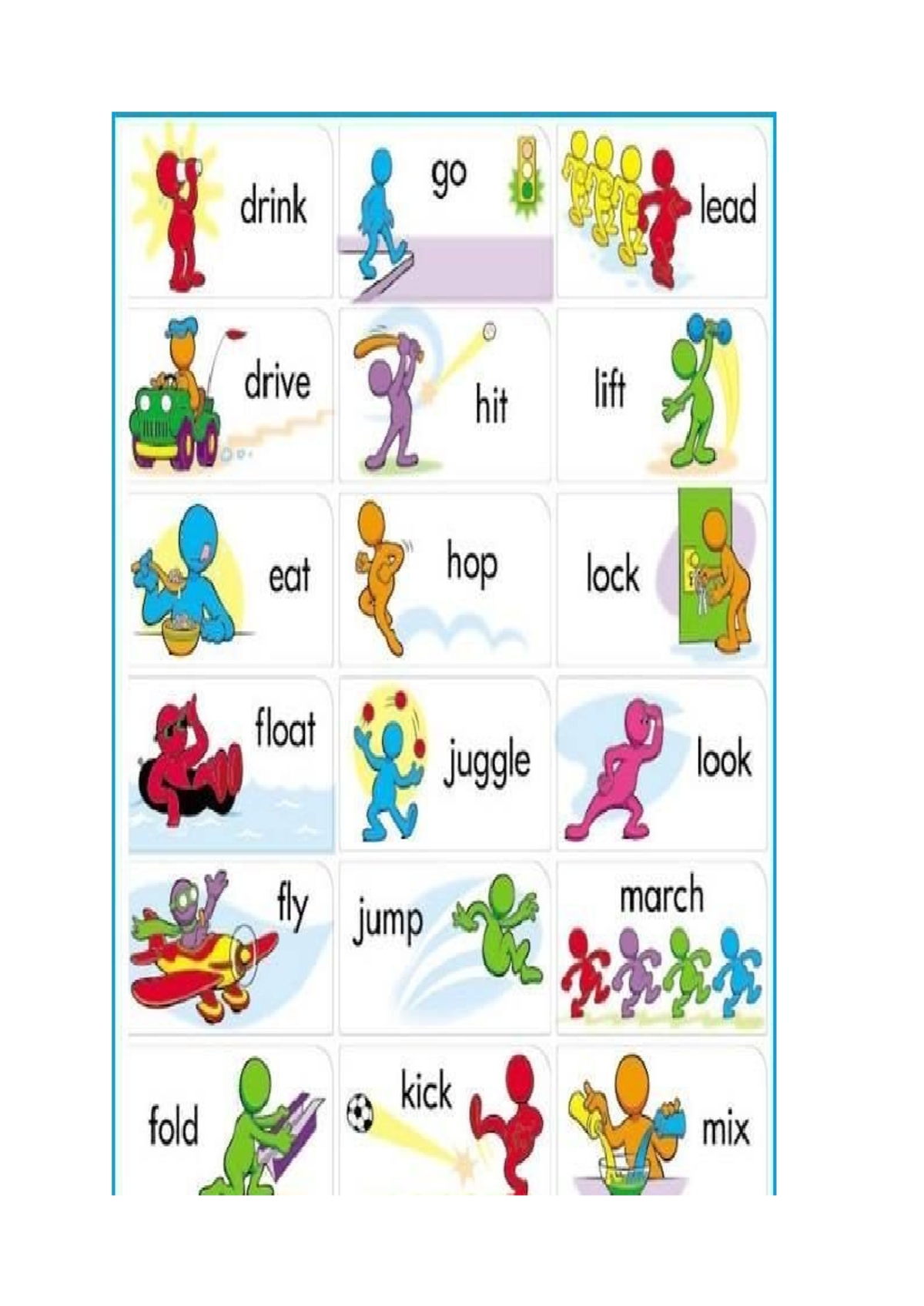 Verbs - knuonon - drink go lead drive hit lift eat hop lock float ...