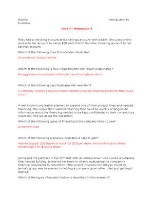 Introduction to business Unit 1 – Milestone 1 - Sophia Introduction to ...