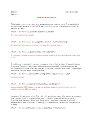 Introduction to business Unit 4 – Milestone 4 - She used online access ...