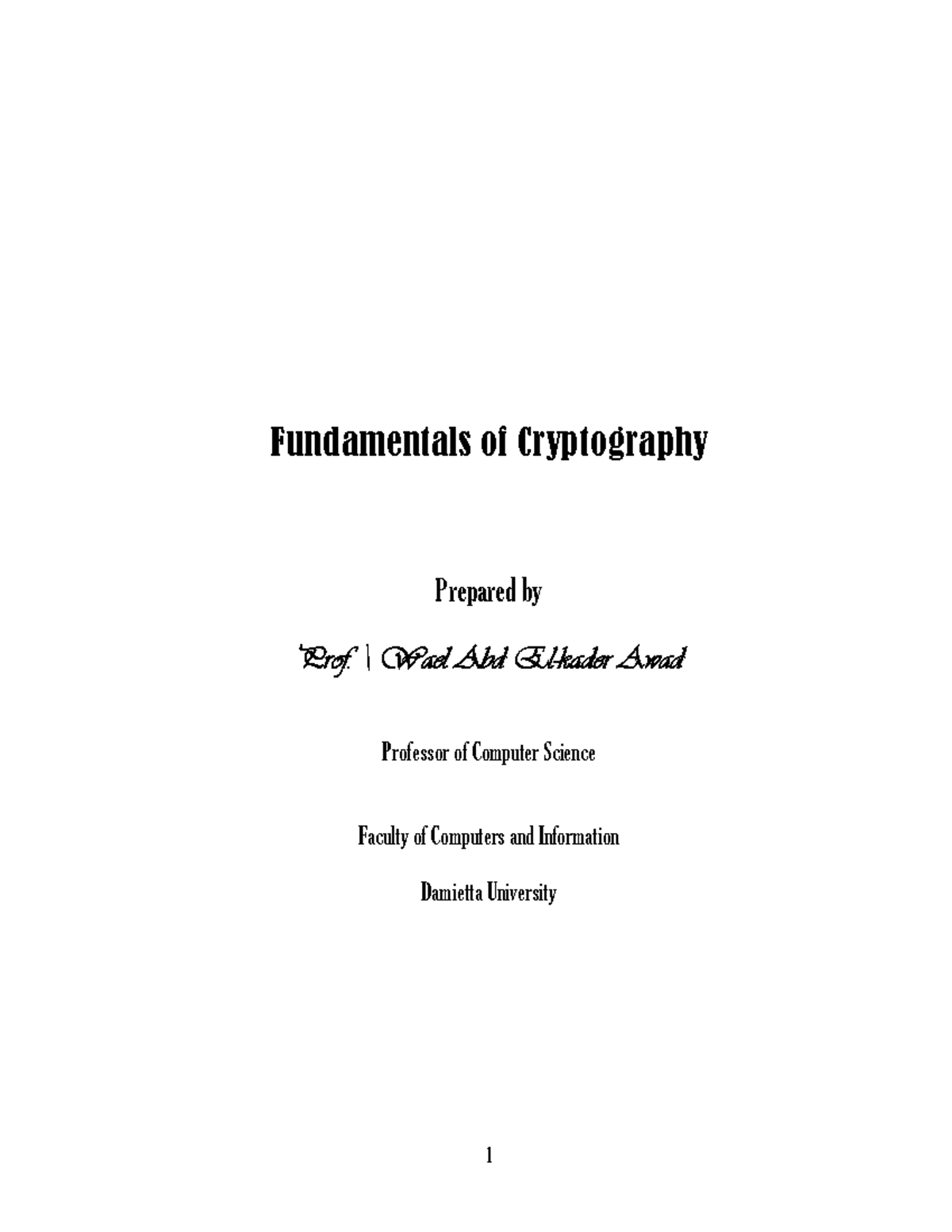 Fundamentals of Cryptography - CS 101 Lecture Notes - Studocu