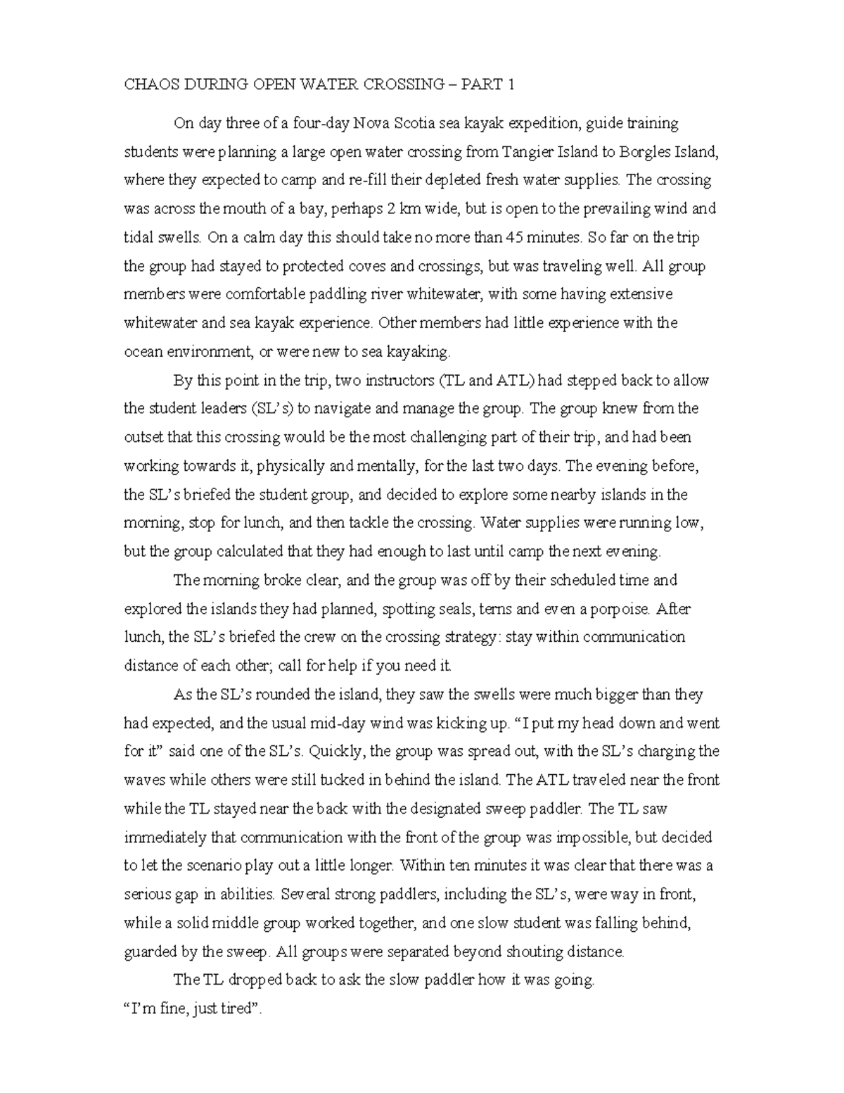 CHAOS DURING OPEN WATER CROSSING - PART 1 (Kayak Expedition) - Studocu