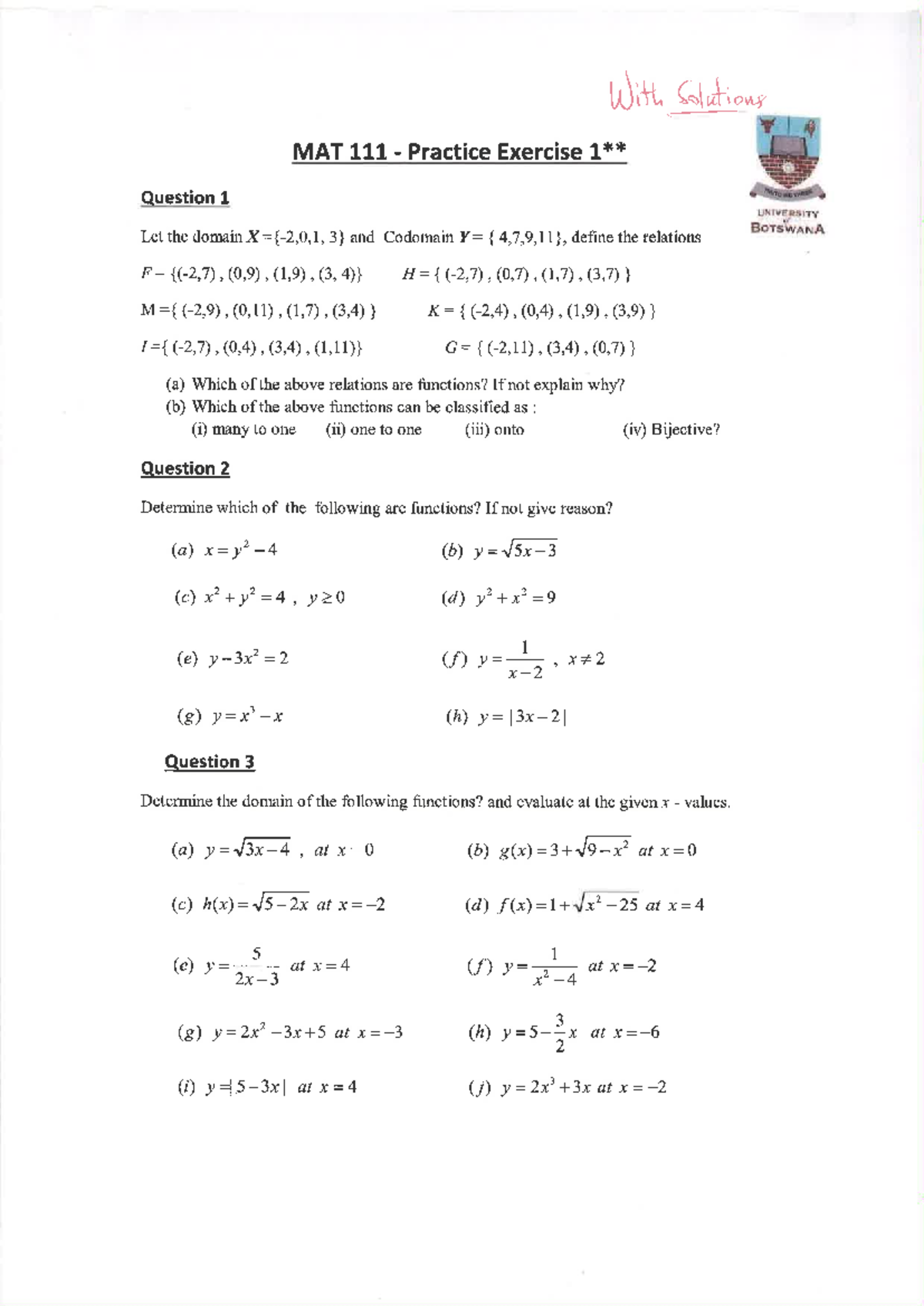 MAT111 Practice Exercise 1 Solutions with Detailed Explanations - Studocu