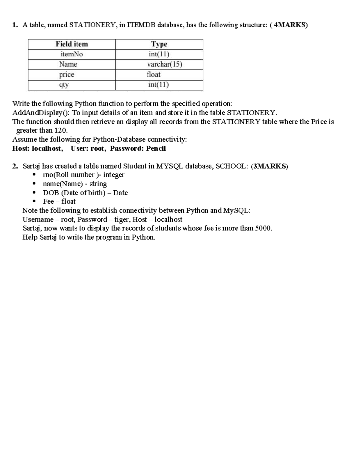 MySQL Programming Notes: STATIONERY & Student Table Operations - Studocu