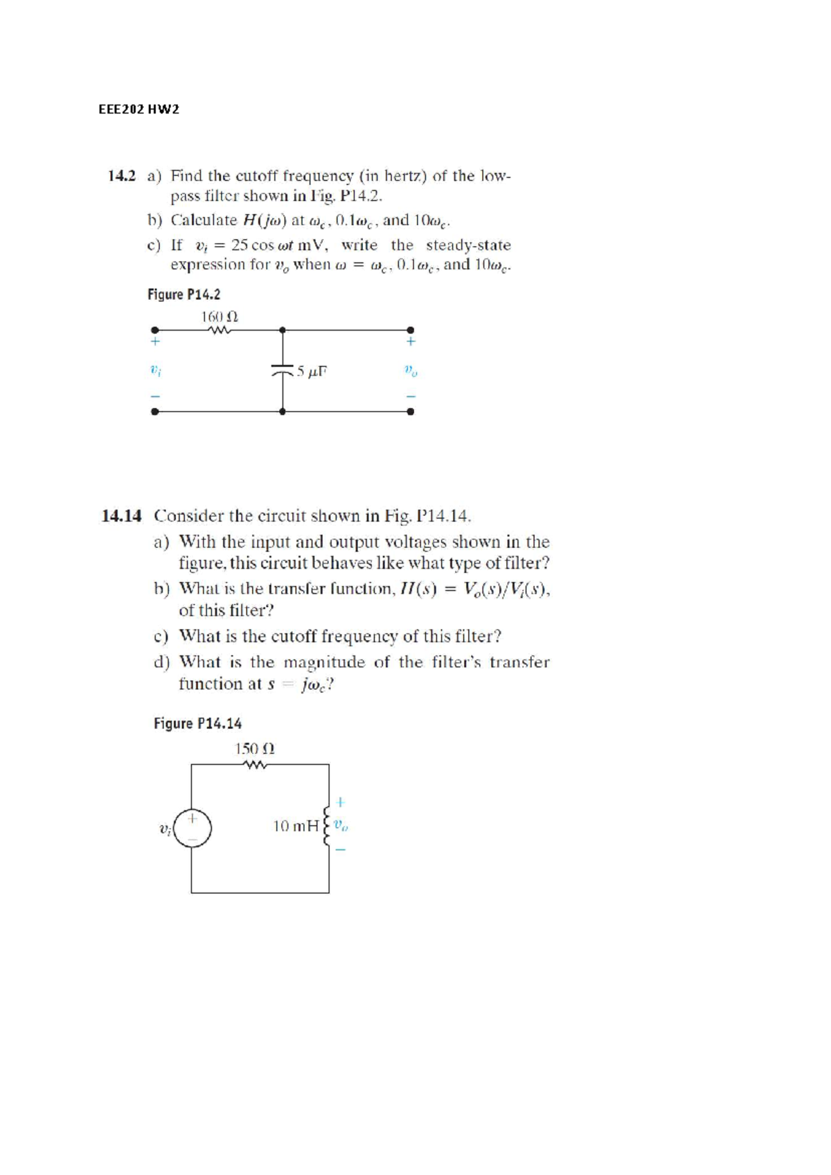 HW2: Filter Design and Analysis - Cutoff Frequencies & Transfer ...
