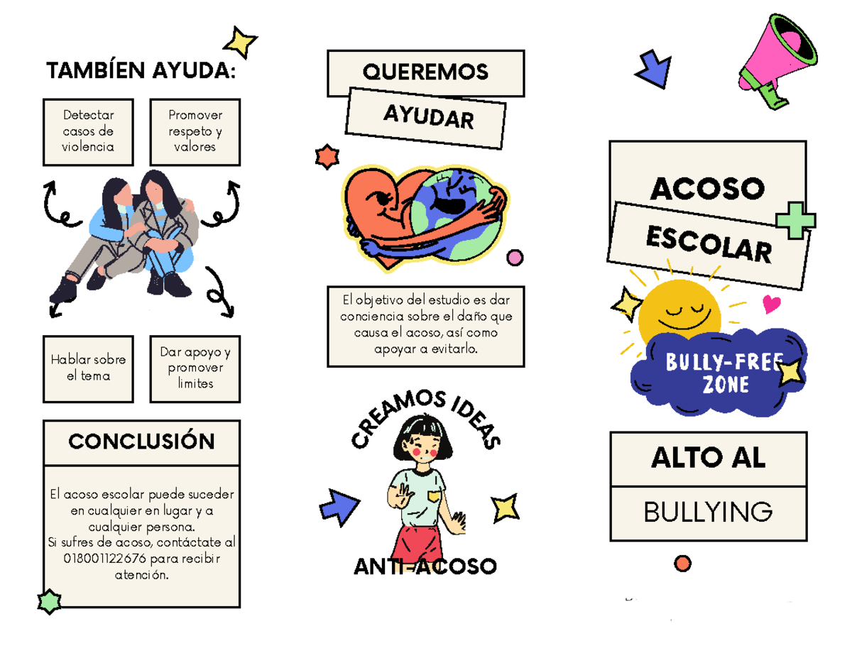 Tríptico humanidades - ACOSO ESCOLAR ALTO AL BULLYING CONCLUSIÓN El ...