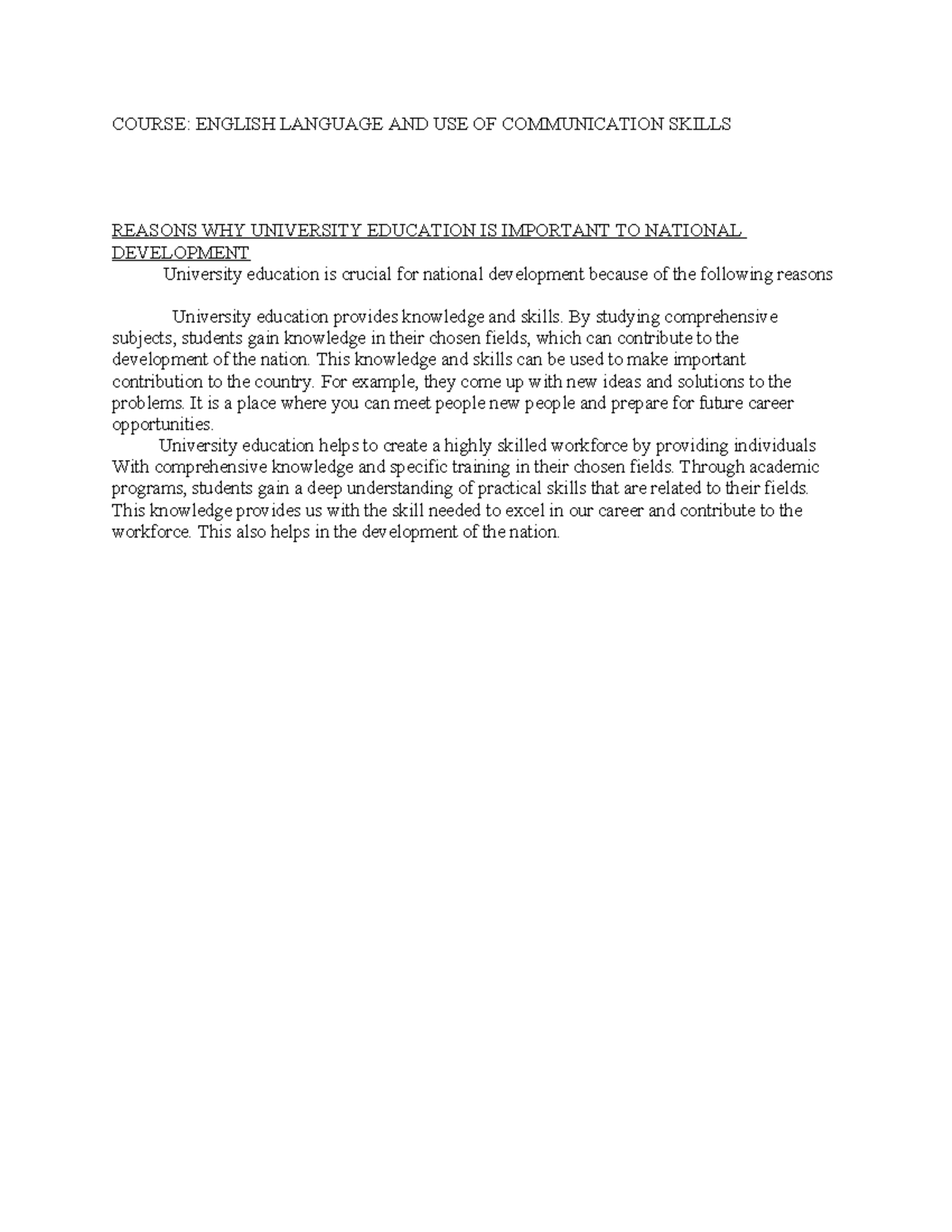 Name - Intro to communication - COURSE: ENGLISH LANGUAGE AND USE OF ...