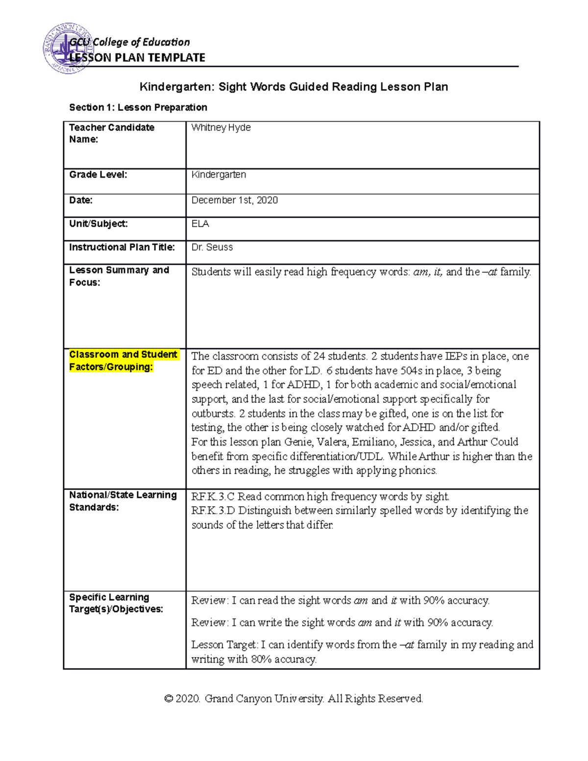 Topic 5 Differentiating Instruction - LESSON PLAN TEMPLATE Kindergarten ...