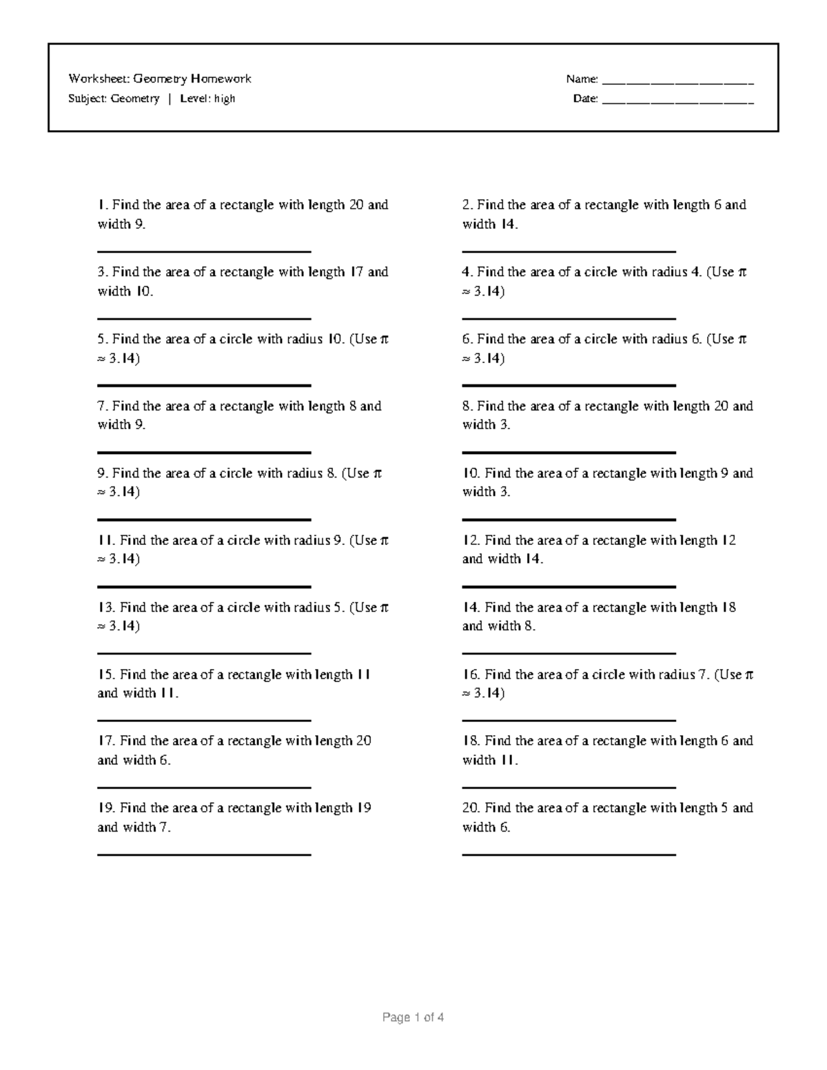 Geometry Homework 7: Area Calculations and Solutions - Studocu