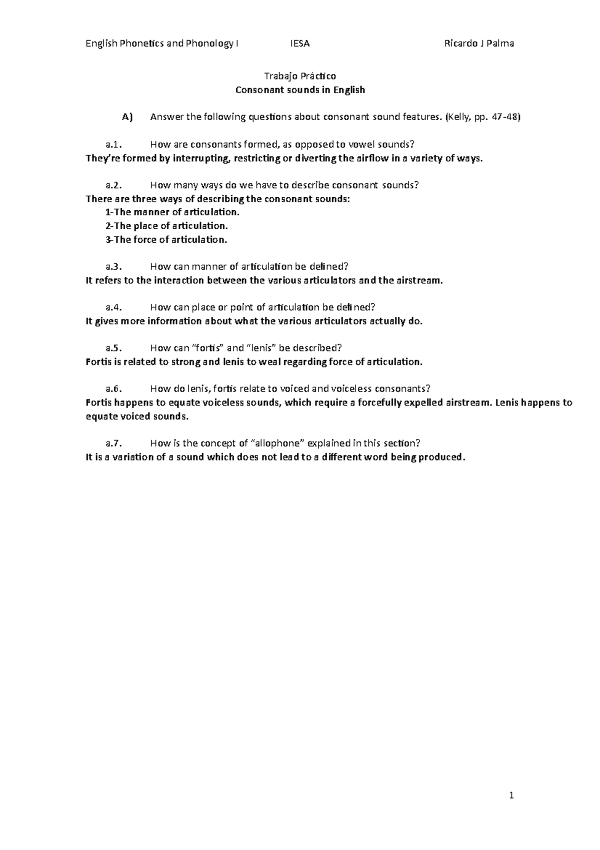 TP 5 - Understanding English Consonant Sounds in Phonetics - Studocu