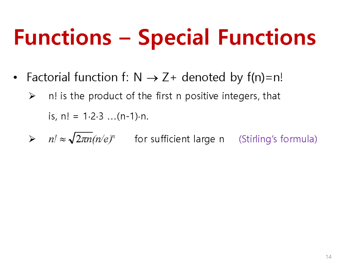 DS Special Functions and Sequences Lecture Slides - Studocu