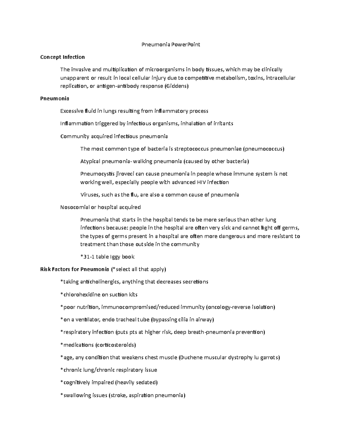 Pneumonia Overview: Causes, Assessment, and Management Strategies - Studocu