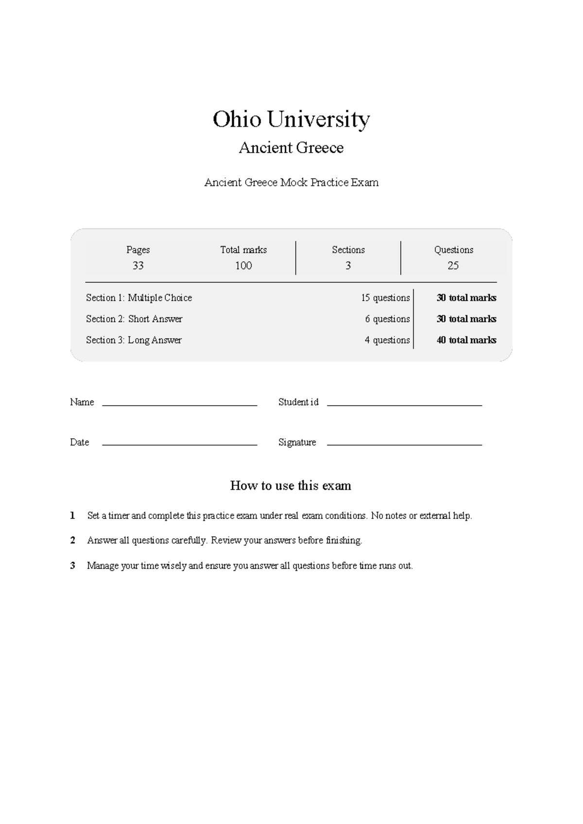 HIST 529B Ancient Greece Mock Practice Exam Study Notes 2026 - Studocu