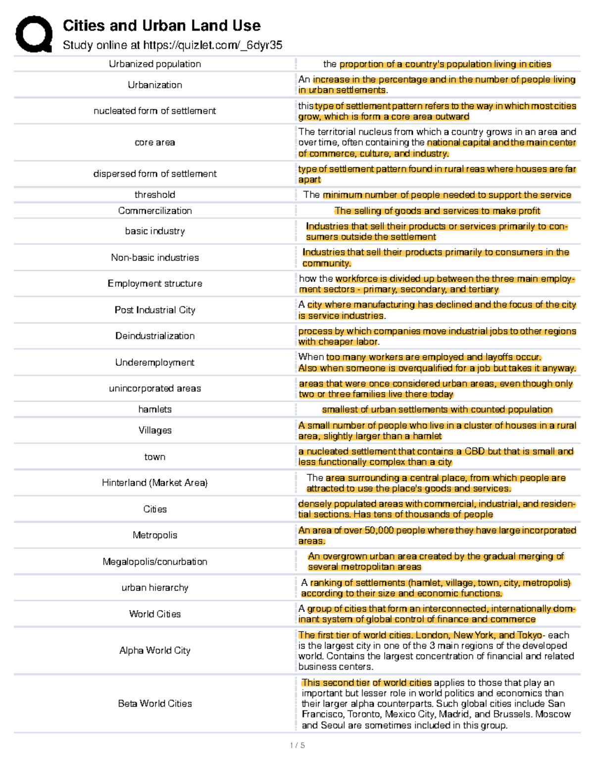 Cities and Urban Land Use Study (Course Code: URB101) - Studocu