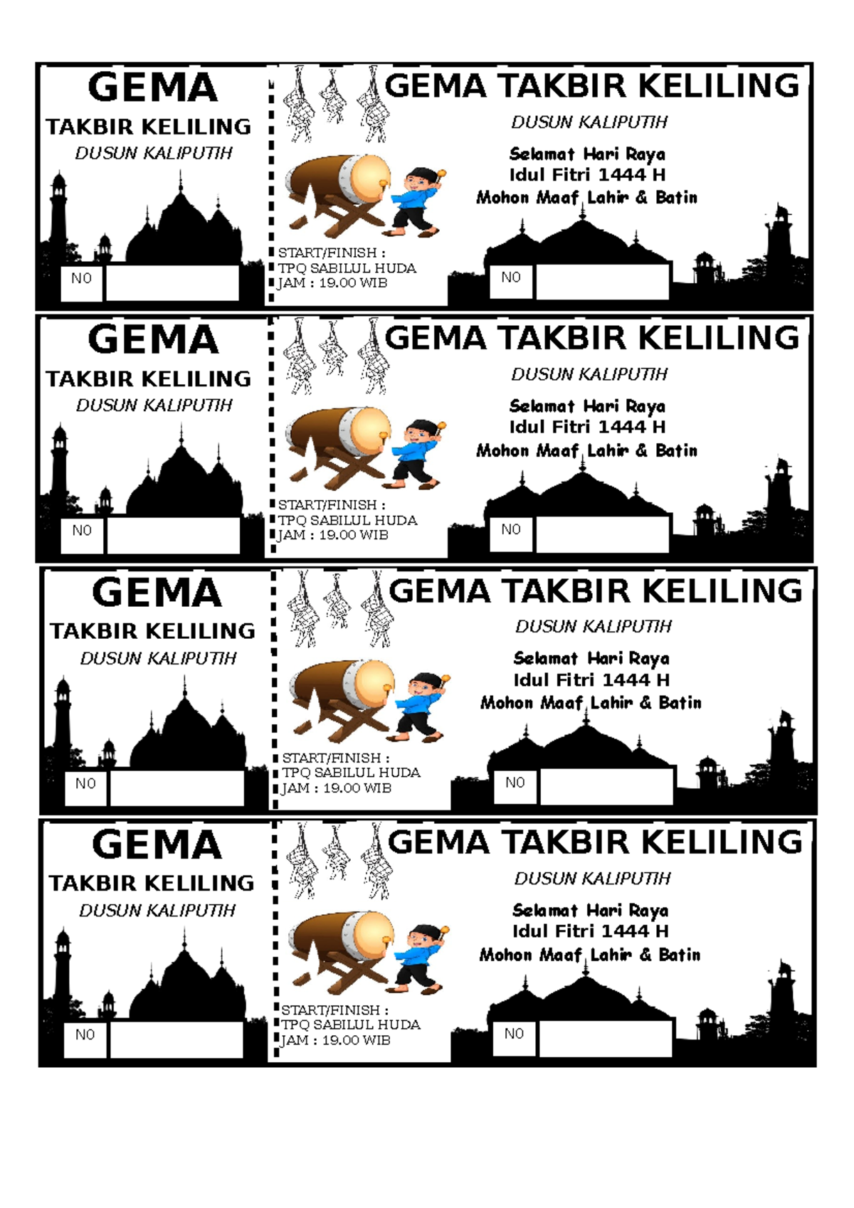 Kupon Takbir Keliling - Download - N0 N GEMA TAKBIR KELILING DUSUN KALIPUTIH START/FINISH : TPQ ...