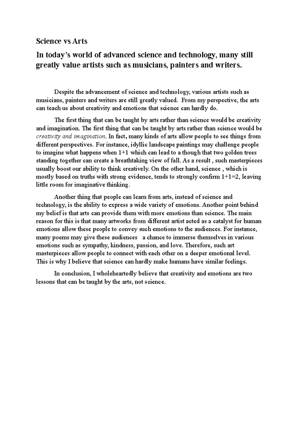 Science vs Arts: Exploring Creativity and Emotions in a Tech World ...