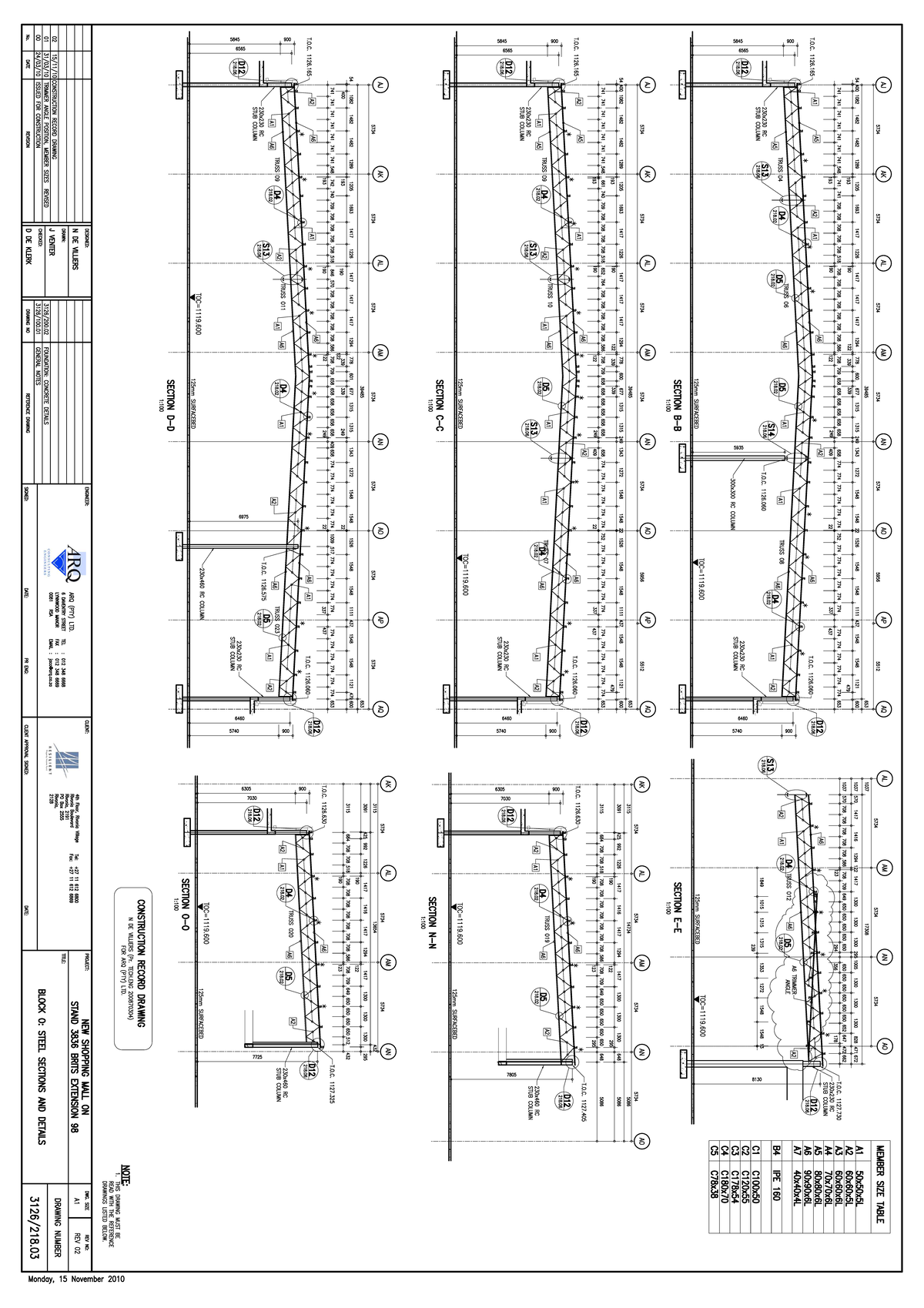 AJ AK AL AM AN AO AP AQ 5734 Member Size Table and Roof Truss Layout ...