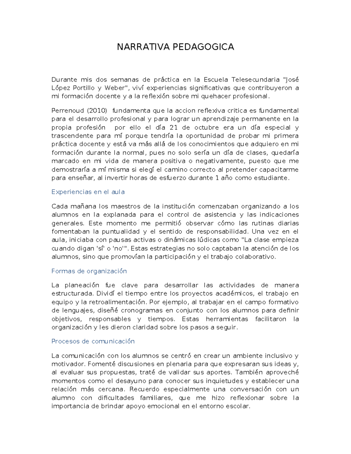 Narrativa Pedagógica: Reflexiones y Experiencias de Práctica Docente ...