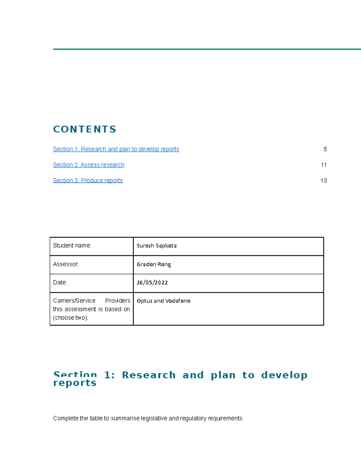 Ictnpl 413 Project Portfolio - CONTENTS Section 1: Research and plan to ...