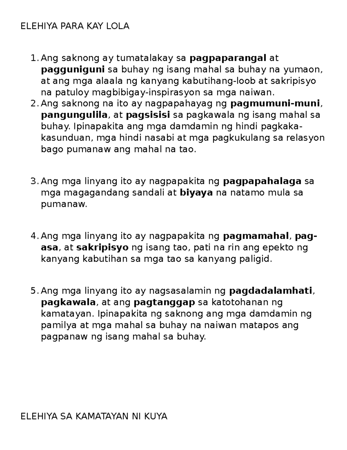 Elehiya PARA KAY LOLA - FOR FILIPINO - ELEHIYA PARA KAY LOLA Ang ...