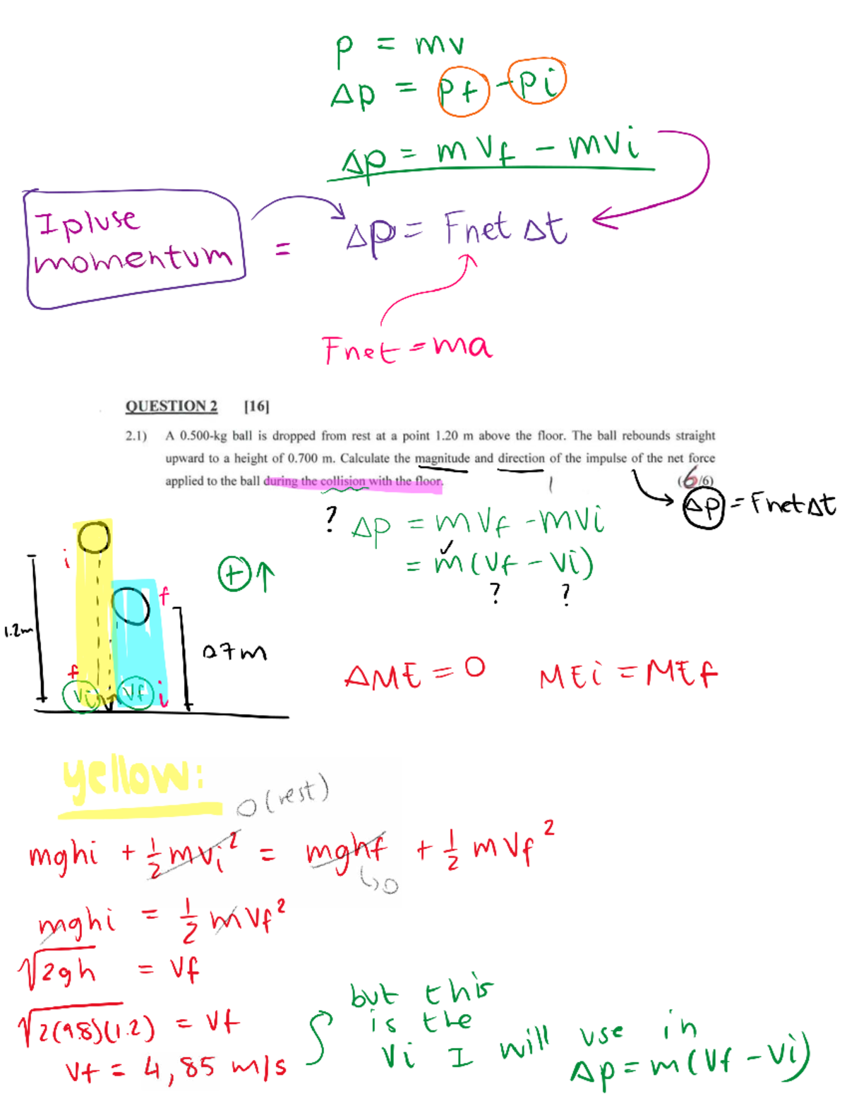 AP Physics Sem Test 2 Past Paper: Impulse and Momentum Calculations ...