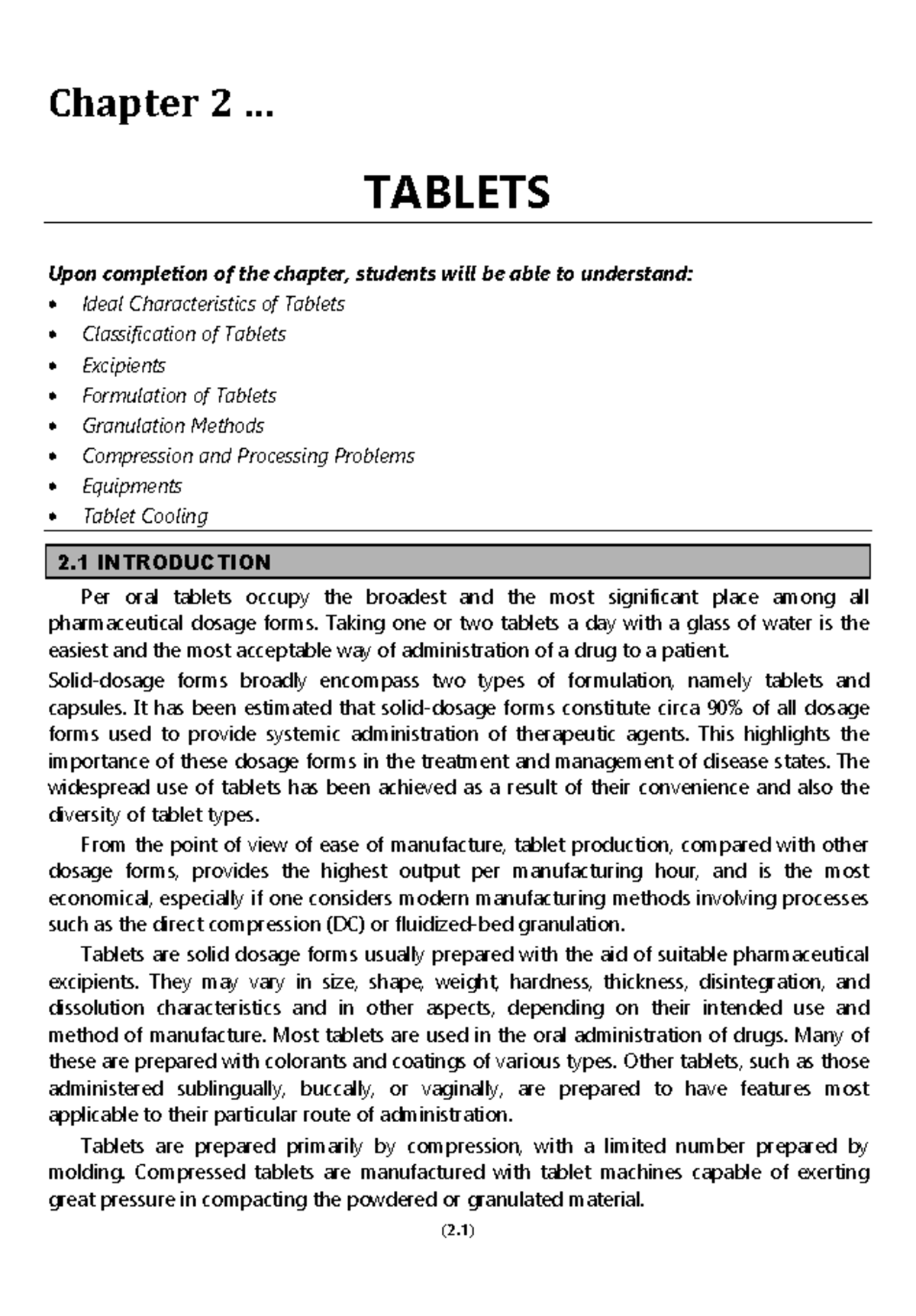 Tablets : classification ,formulation and various techniques - (2 ...