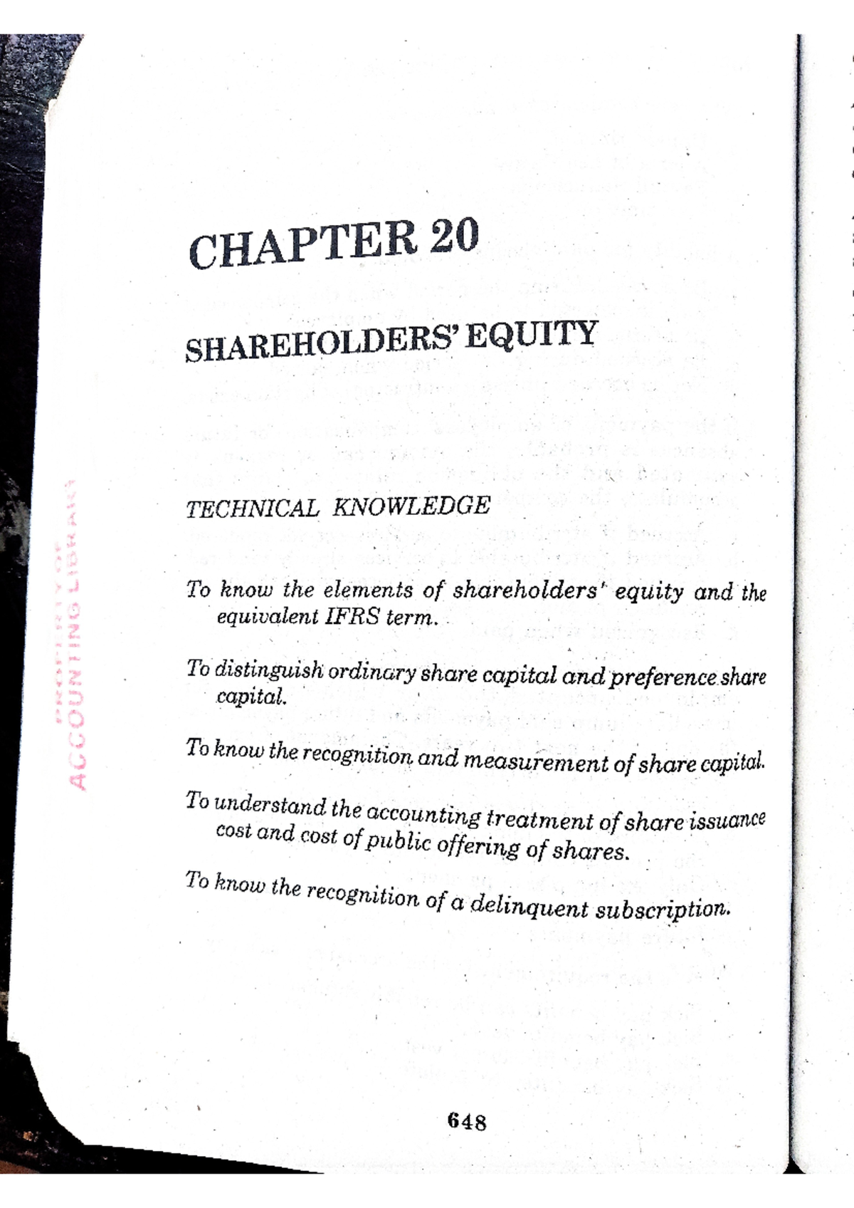NOTES ON SHAREHOLDERS' EQUITY (BSA) - CHAPTER 20 OVERVIEW - Studocu