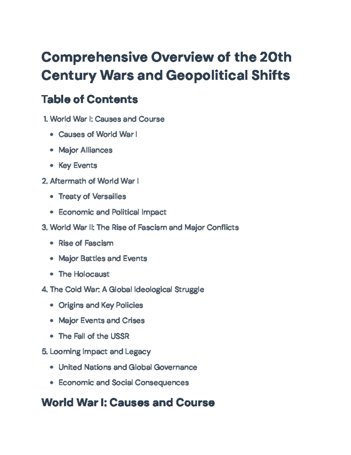 Comprehensive Overview of 20th Century Wars and Geopolitical Changes ...