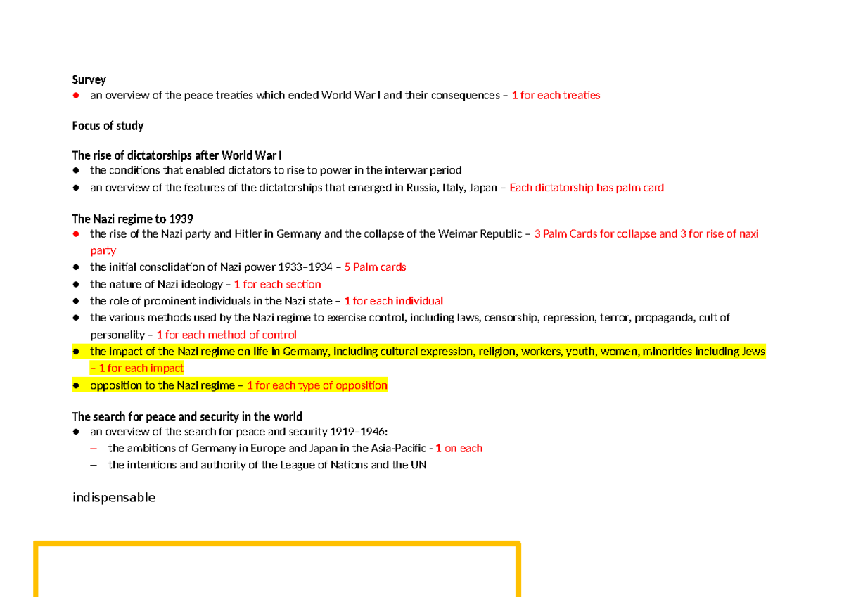 History Homework: Overview of WWI Peace Treaties & Rise of ...
