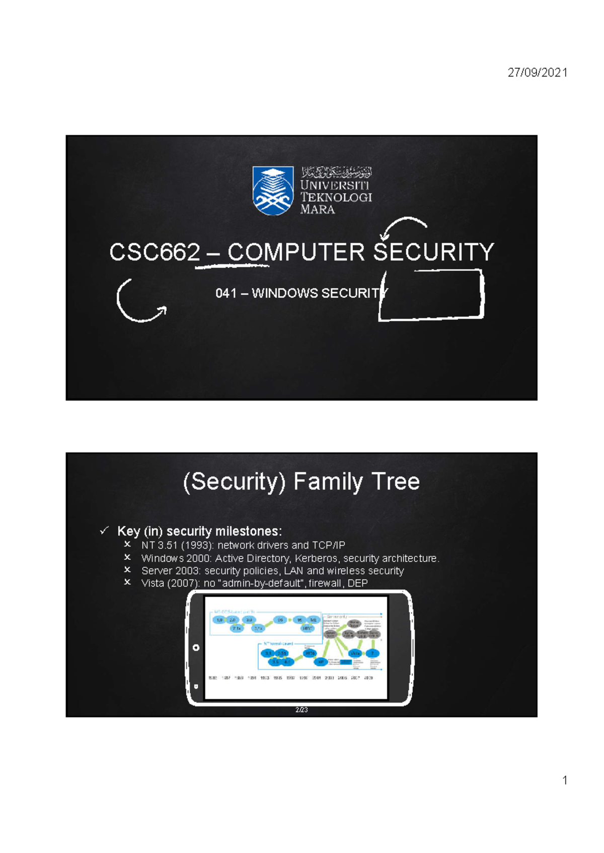 CSC662 COMPUTER SECURITY 041: Windows Security Overview and Key ...