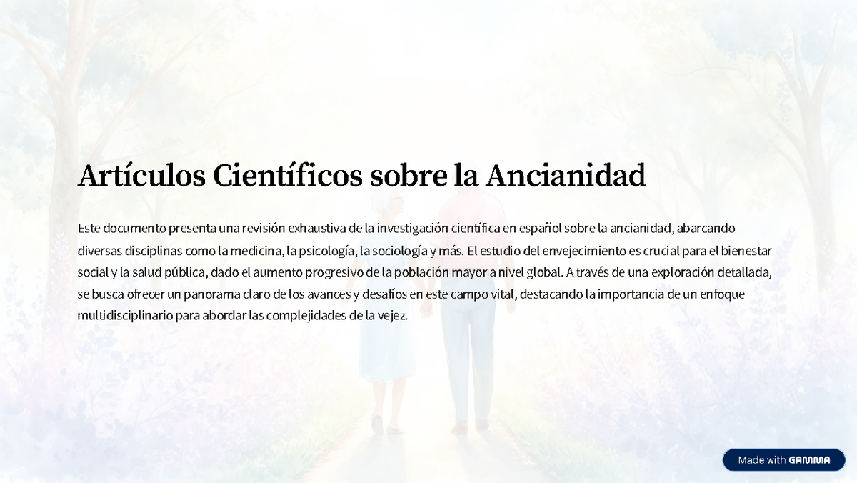Artículos Científicos sobre la Ancianidad: Revisión Exhaustiva - Studocu