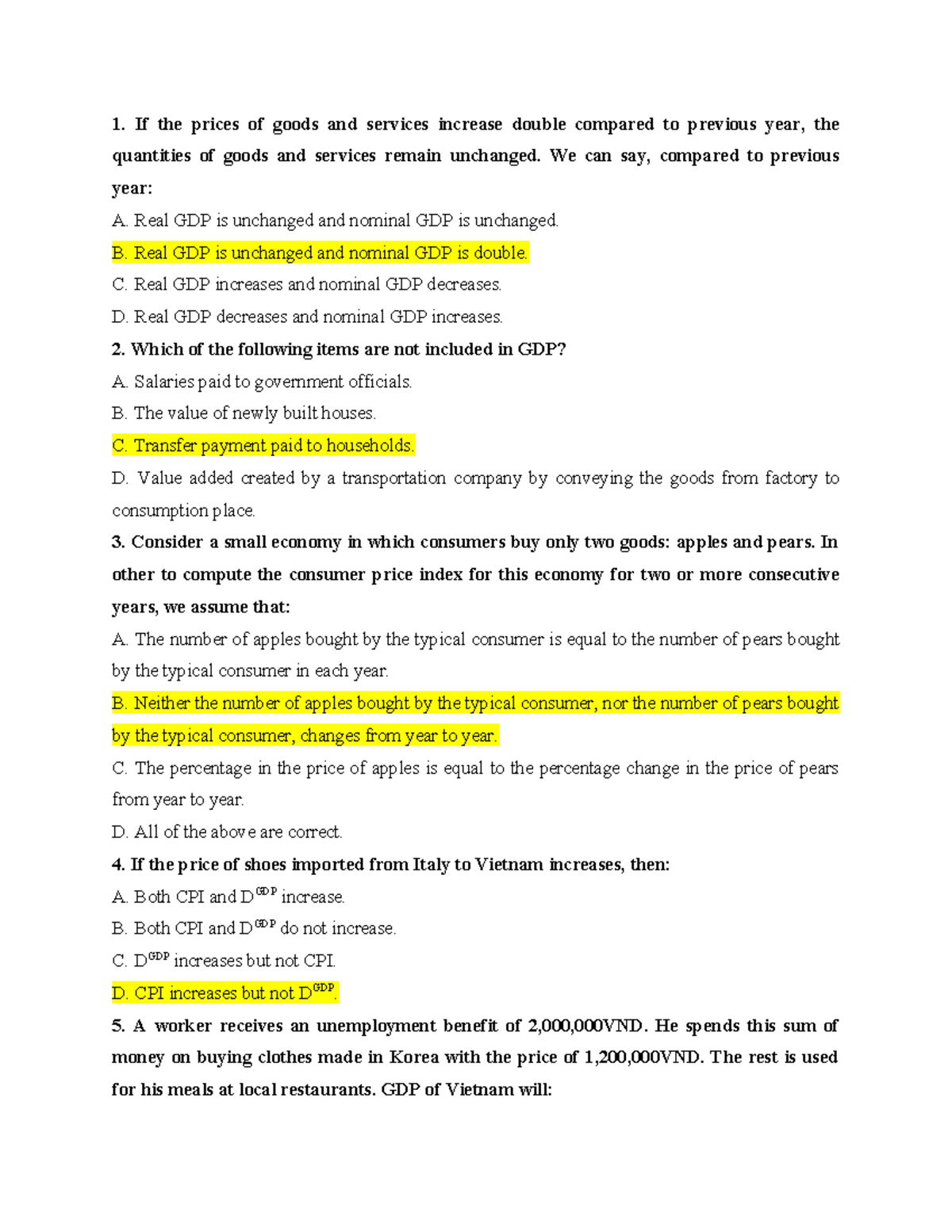 Macroeconomics Test Review - Key Concepts and GDP Analysis - Studocu