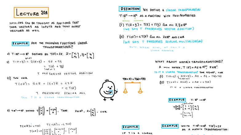 Lecture 20A: Understanding Linear Transformations and Matrix Operations - Studocu