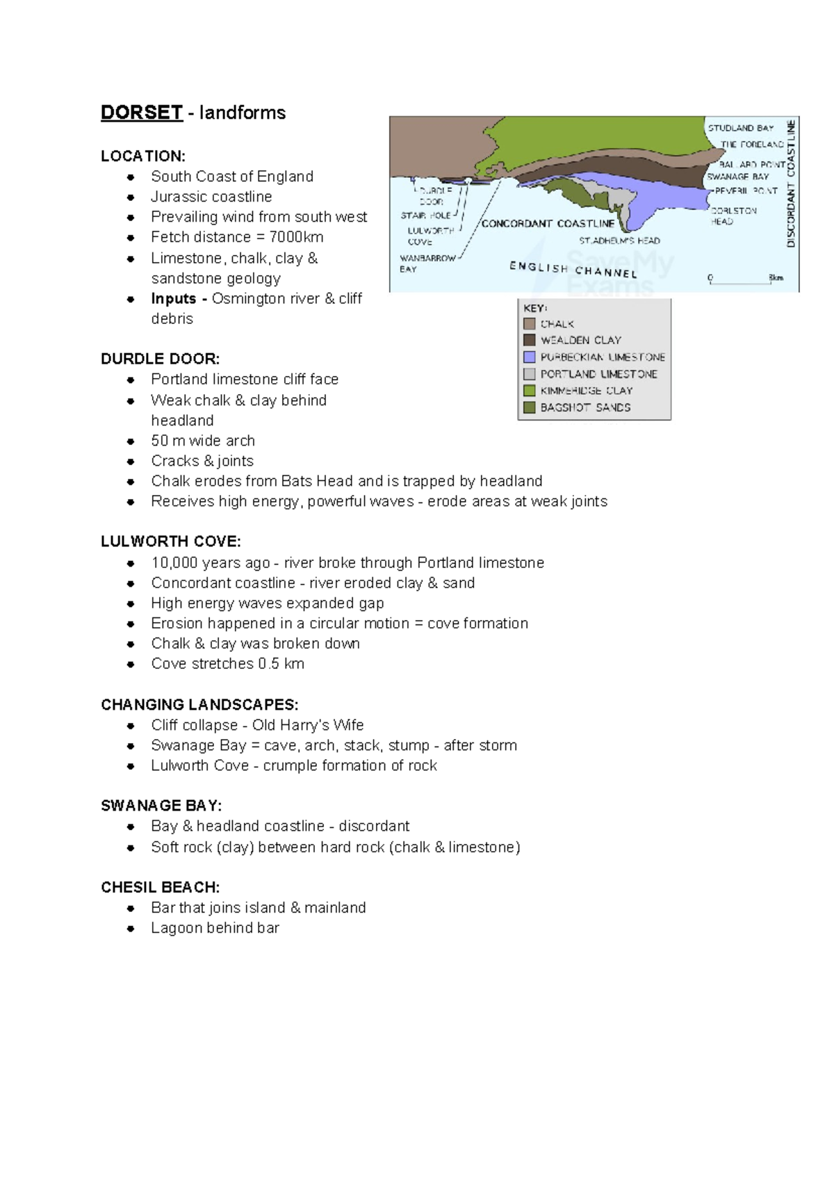 Case Study: Dorset Landforms and Coastal Features Analysis - Studocu