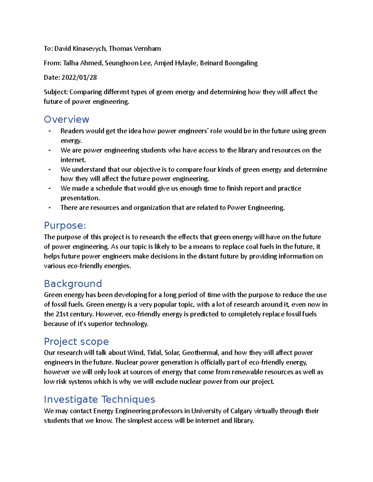 Capstone Proposal: Impact of Green Energy on Power Engineering Future ...