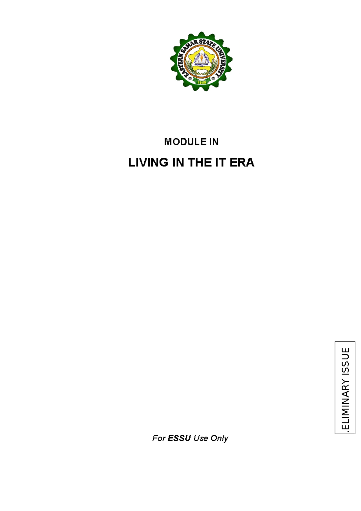 Living in the IT Era: A Comprehensive Module for ESSU Students - Studocu