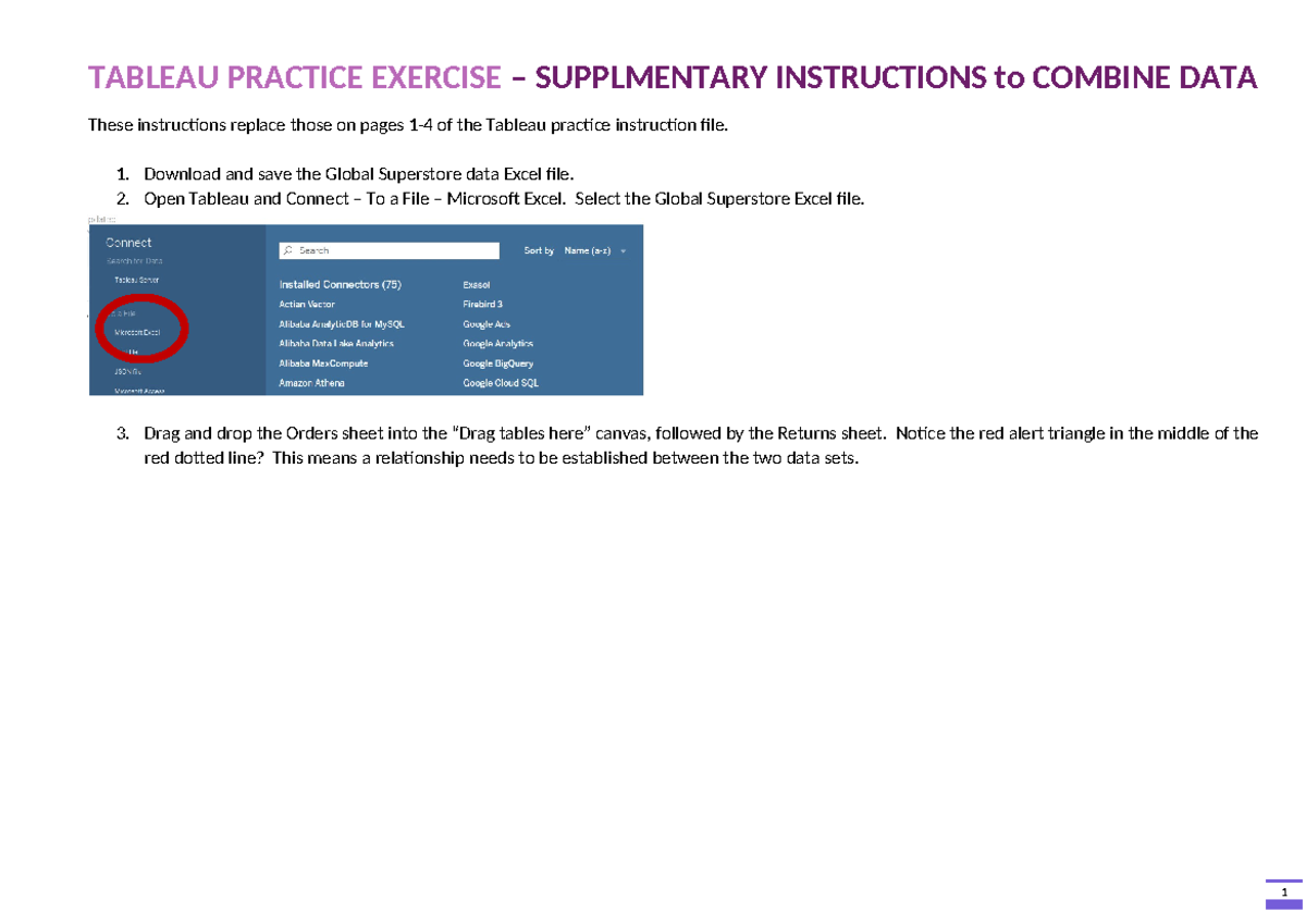 Tableau practice - Module 8 Supplmentary Instructions - 1 TABLEAU ...