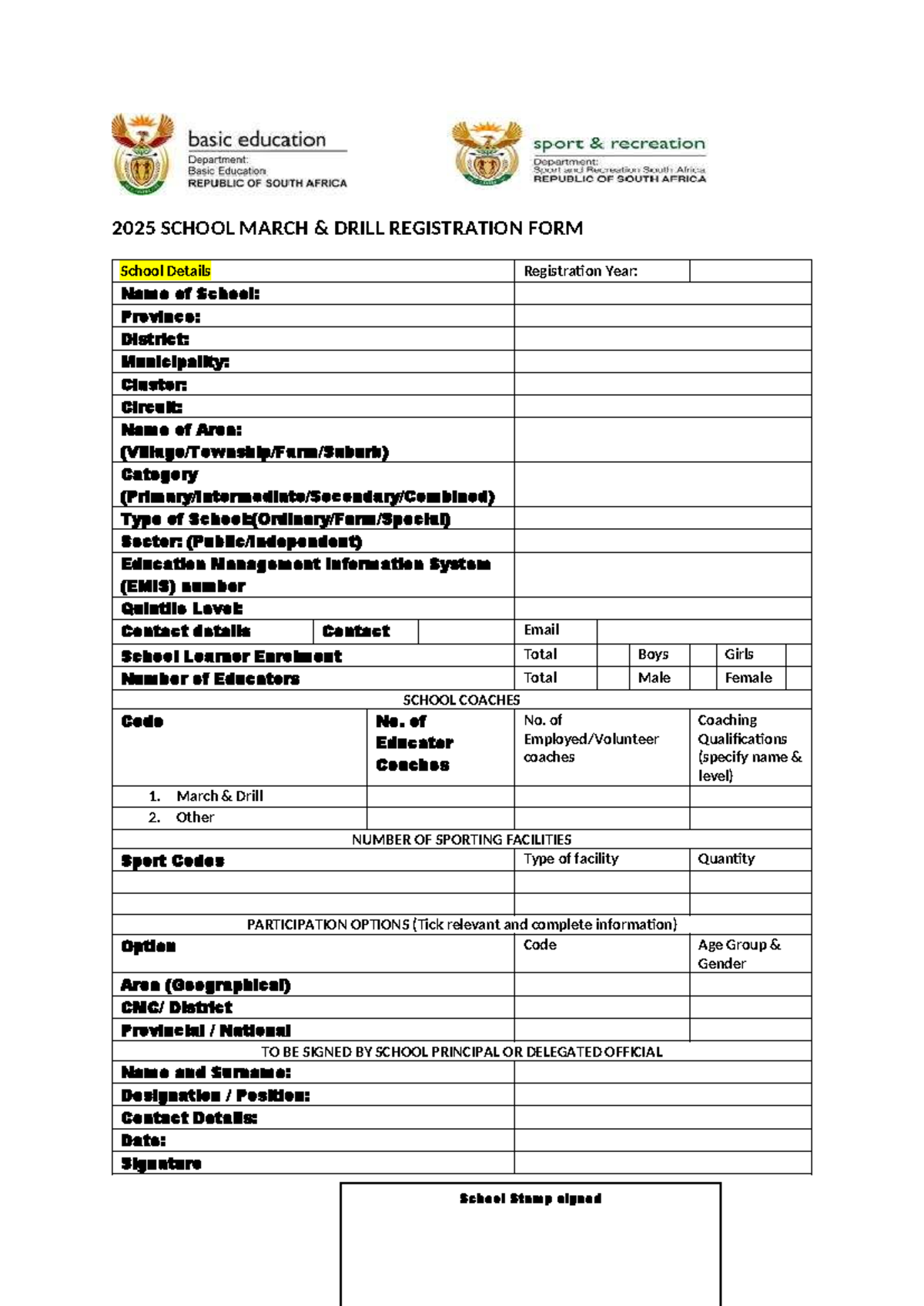 2025 School March Drill Registration Form - Studocu