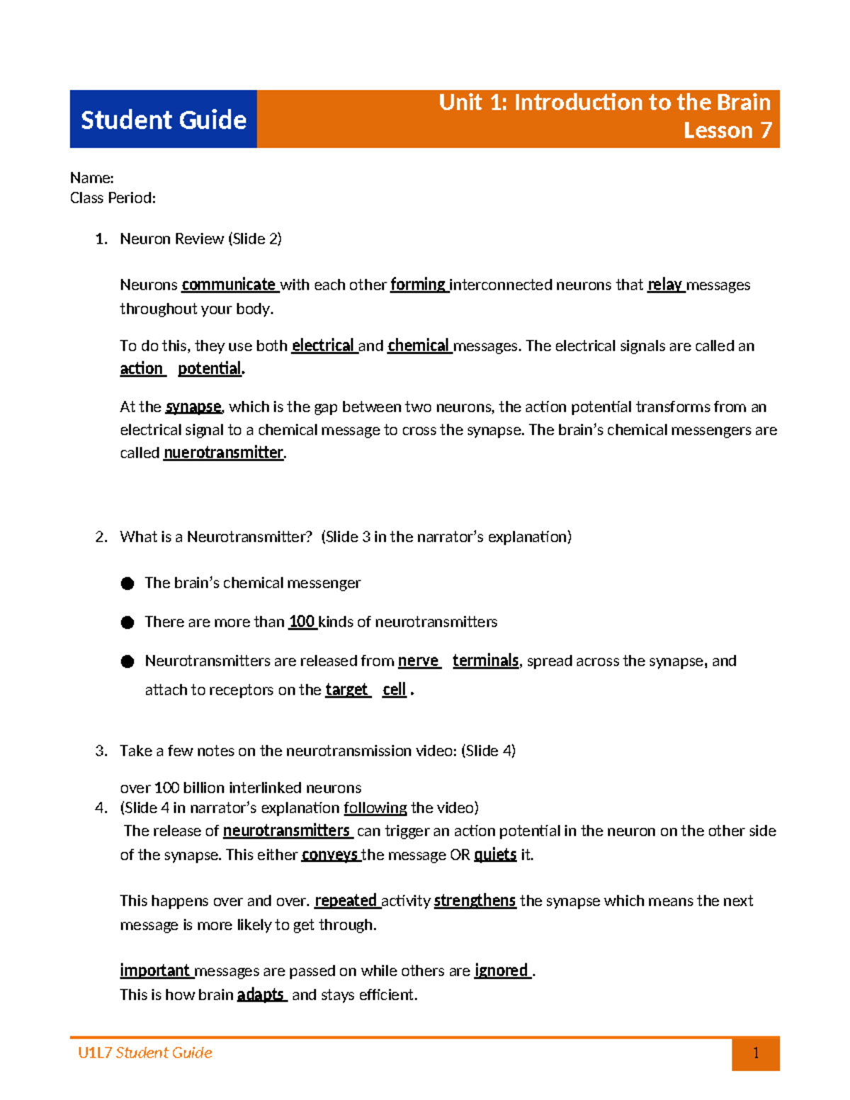 Unit 1 Lesson 7: Understanding the Brain's Reward System ...