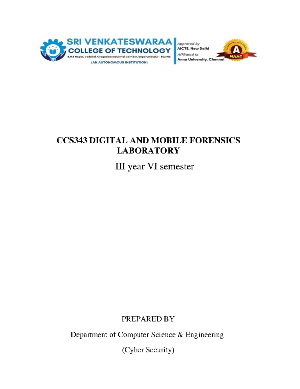 CCS343 Lab Manual: Mobile Forensics Experiments and Procedures - Studocu